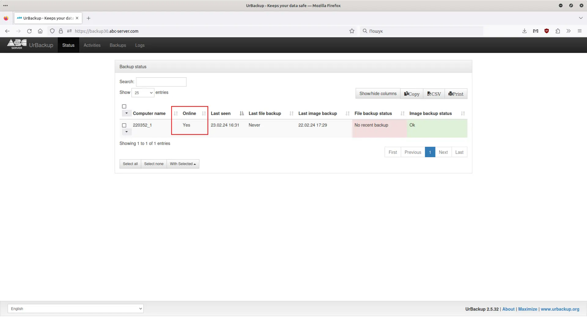 Setting up the Urbackup client - Setting up the Urbackup client